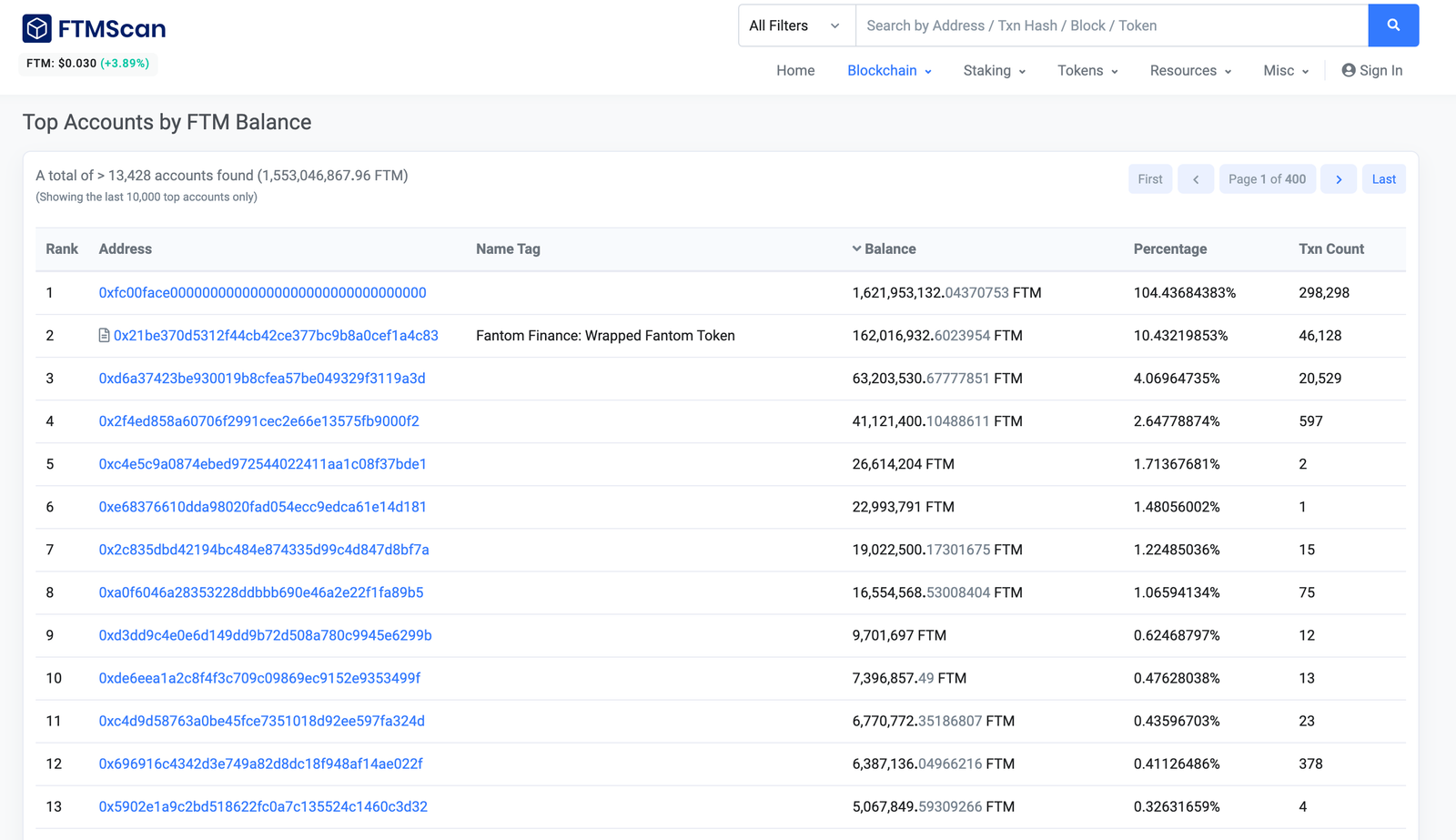 FTMscan – new Fantom mainnet explorer